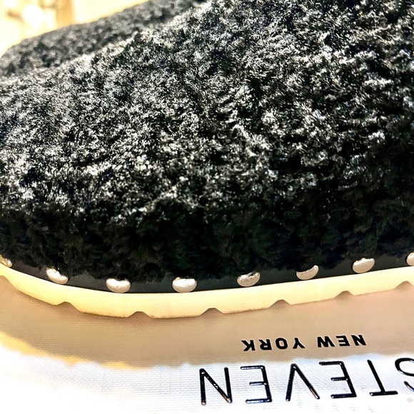 Steven New York | Shoes | Retro Clogs Black Fur Clogsslidesnail Head ...